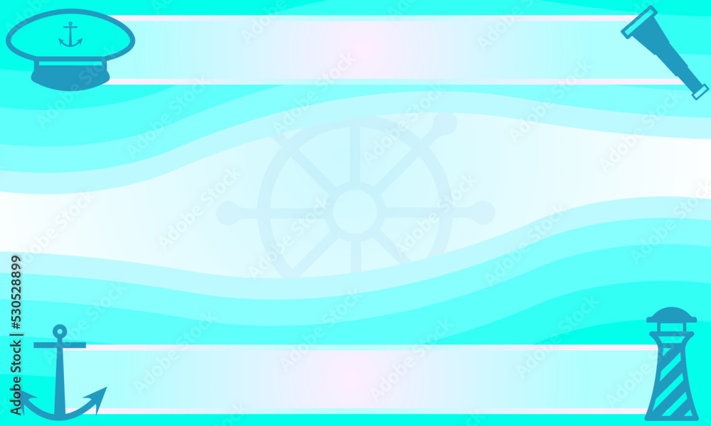 marine background illustration blue and white with icons Stock Vector ...