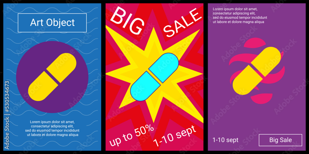 Trendy retro posters for organizing sales and other events. Large ...