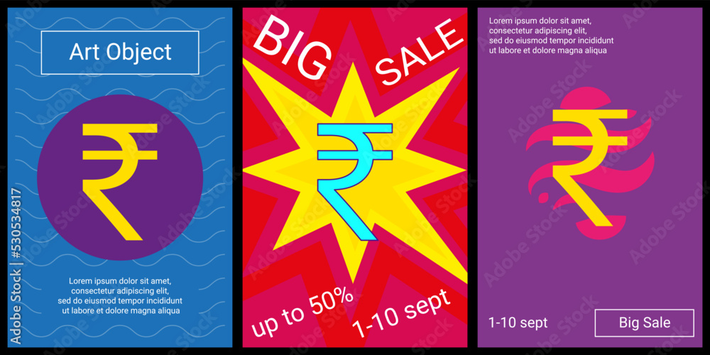 Trendy retro posters for organizing sales and other events. Large ...