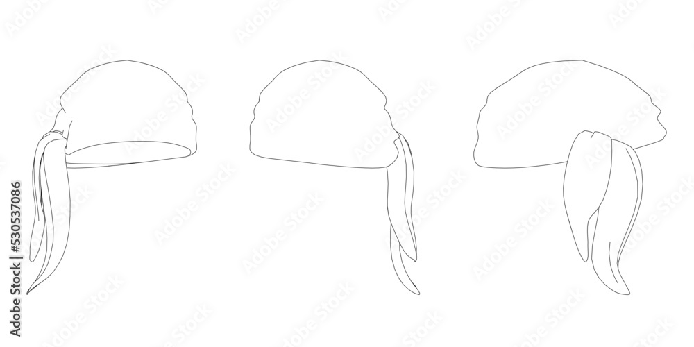 Set with bandana outline from black lines isolated on white background ...