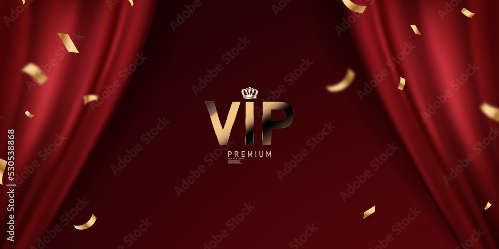 vip background design on red luxury curtains vector illustration Stock ...
