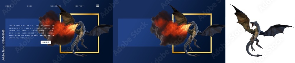 Dragon website header mockup. Ultra-high-resolution 57 Mpx Ice dragon ...