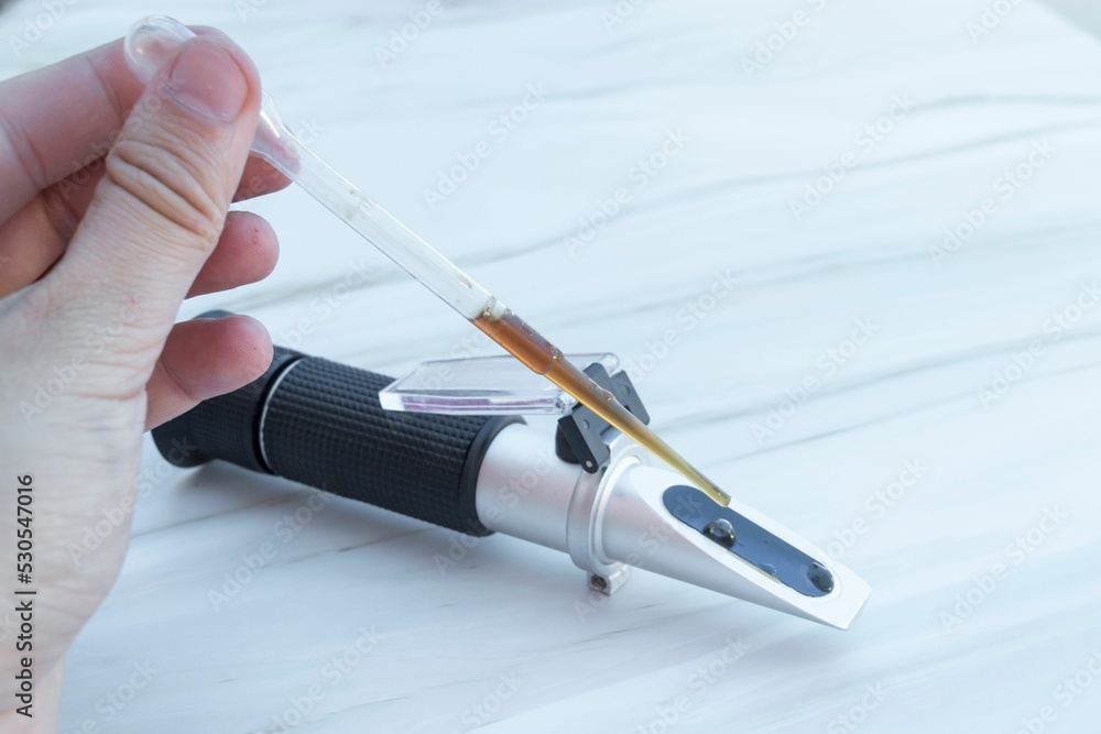 Using a refractometer device for the measurement of an index of ...