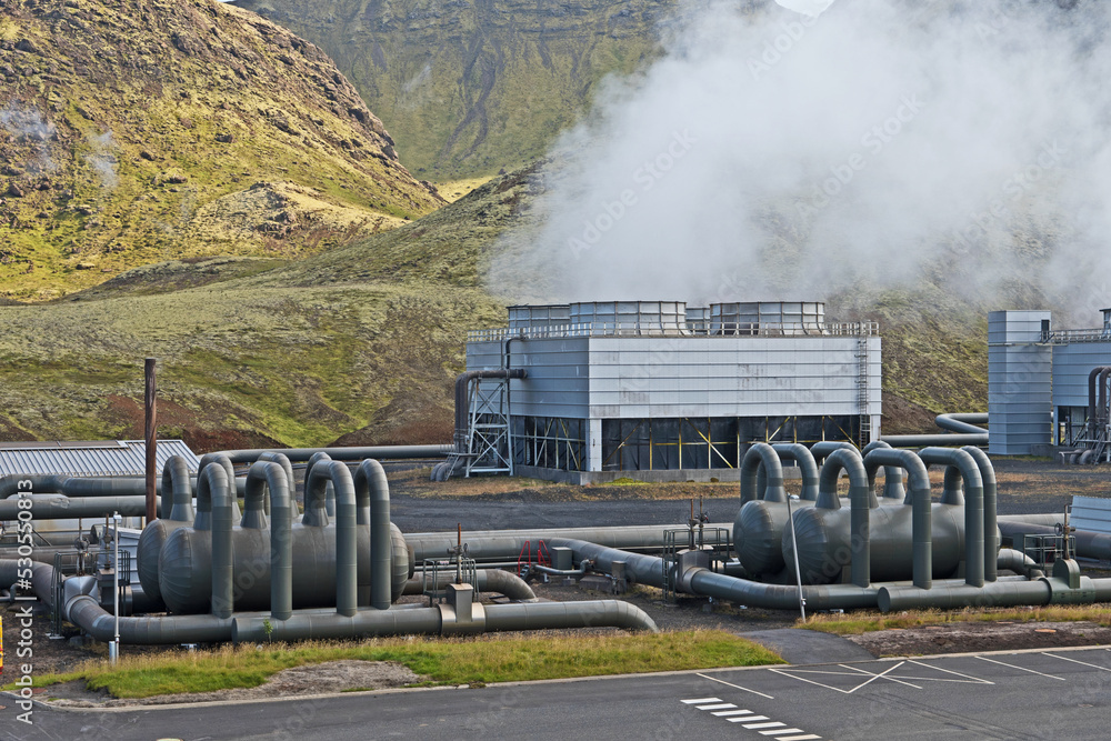 Equipment used in an Icelandic power plant which generates electricity ...