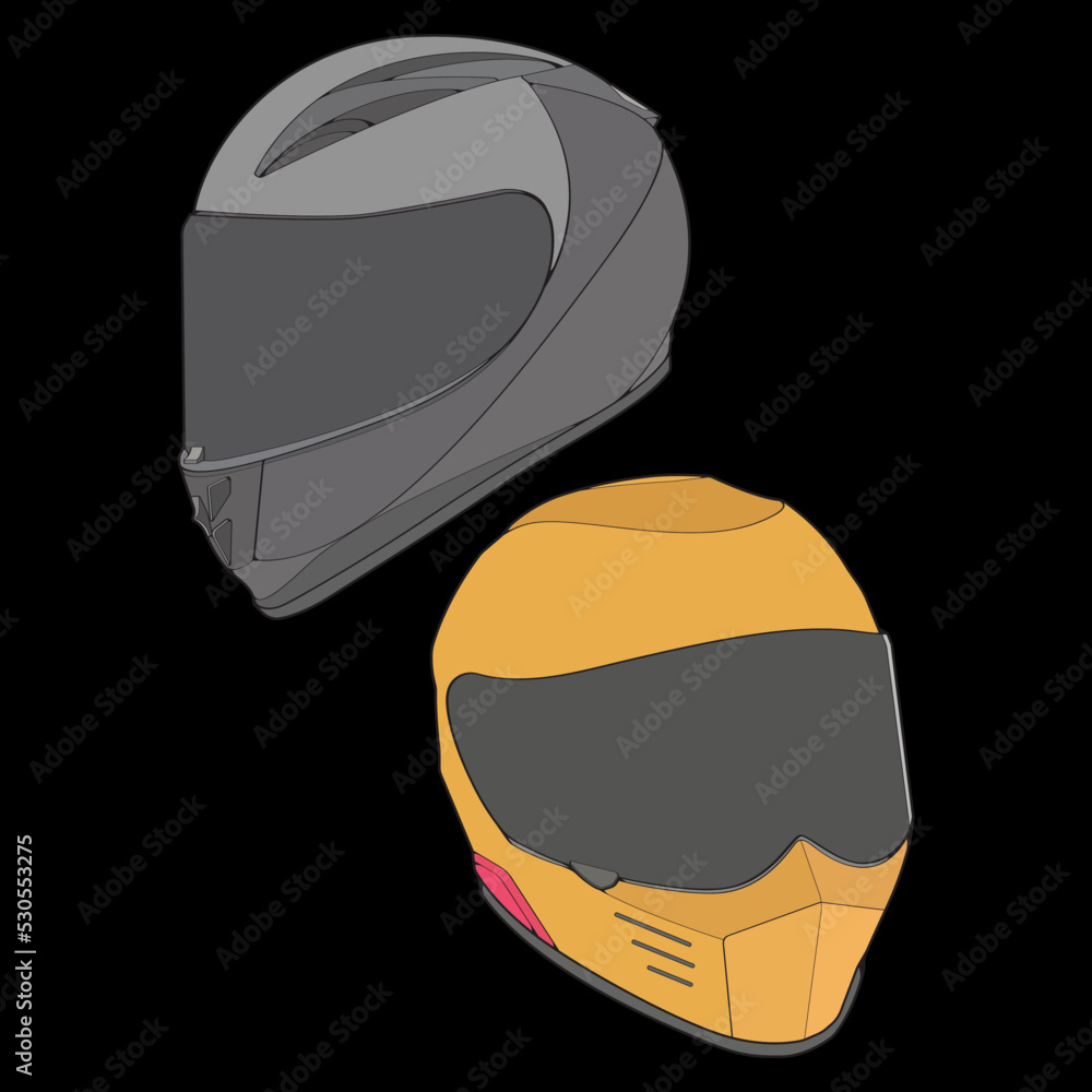 Set of Color Block helmet full face Vector Illustration, Helmet Concept ...