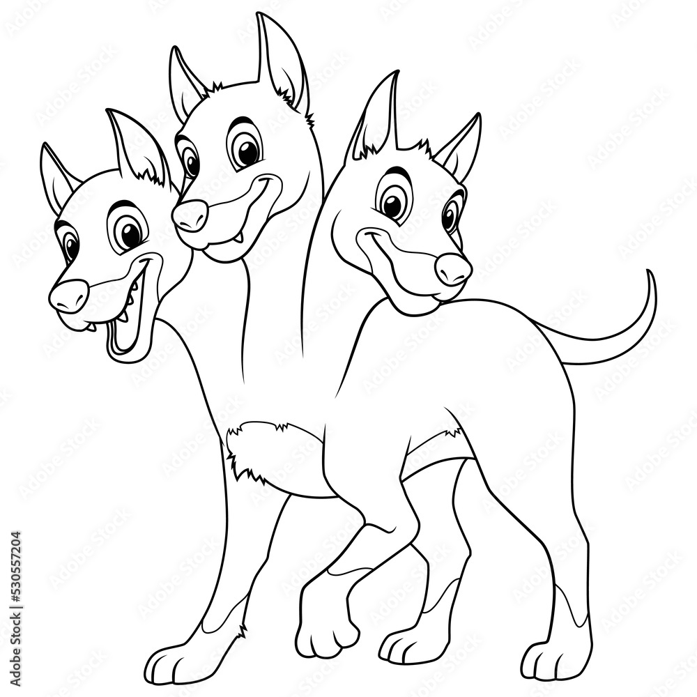 Poster Cerberus Cartoon Illustration BW – Wall Art | UkPosters