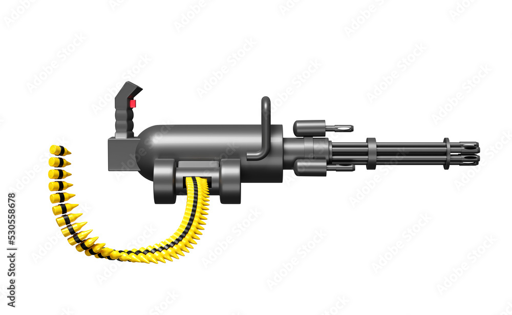 3d minigun system rotary or machine gun weapon automatic isolated. 3d ...