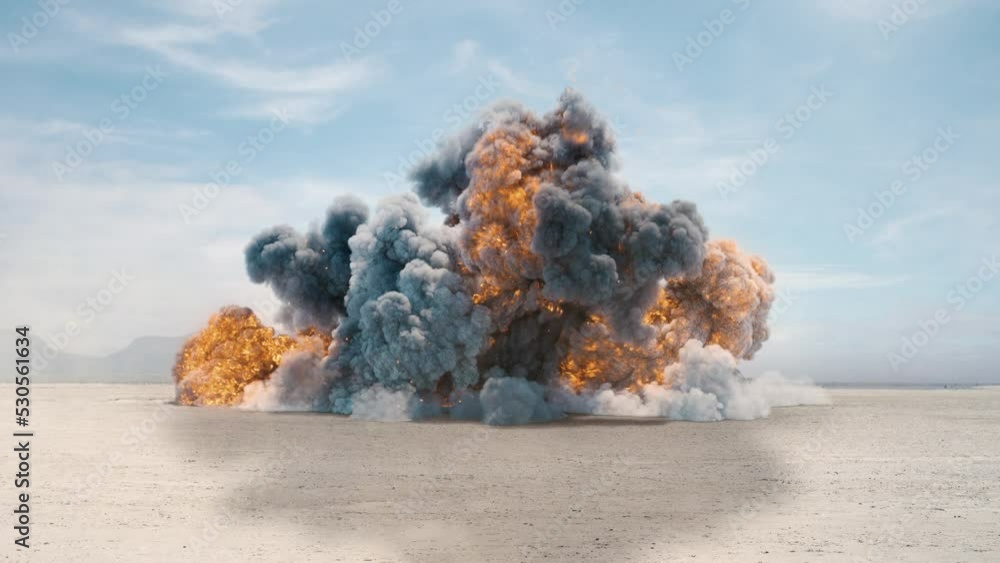 Visual Effects Shot of a Missile Impacting in the Desert Causing a ...