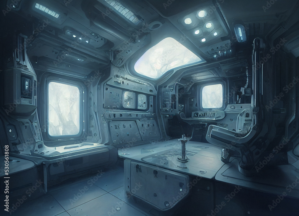 interior of alien spaceship, digital art, background Stock Illustration ...