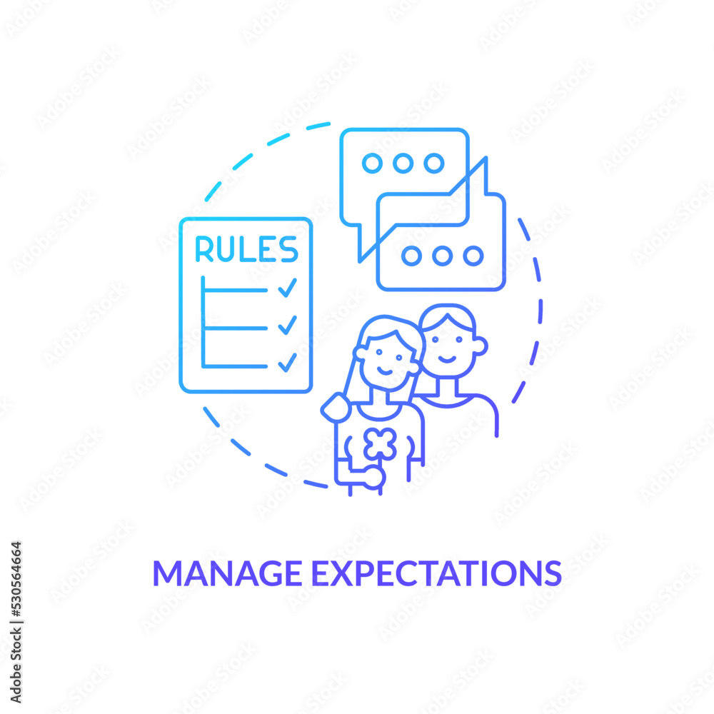 Manage expectations blue gradient concept icon. Fixing long-distance ...