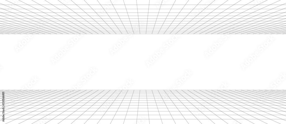 3d grid ceiling floor graphic. front view perspective background ...