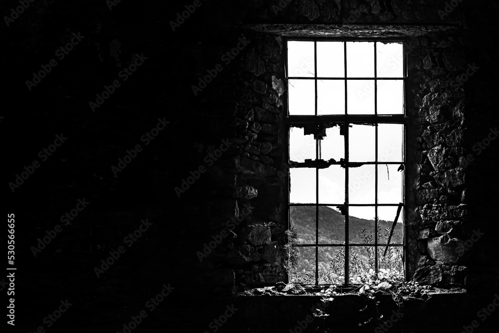 View from the broken window of the abandoned hotel Berengaria (Cyprus ...