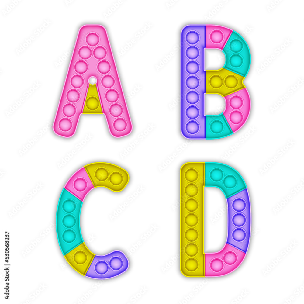 Children's pop it alphabet. A set of realistic antistress pop it toys ...