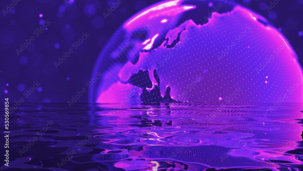 World globe metaverse earth map background. Futuristic technology ...