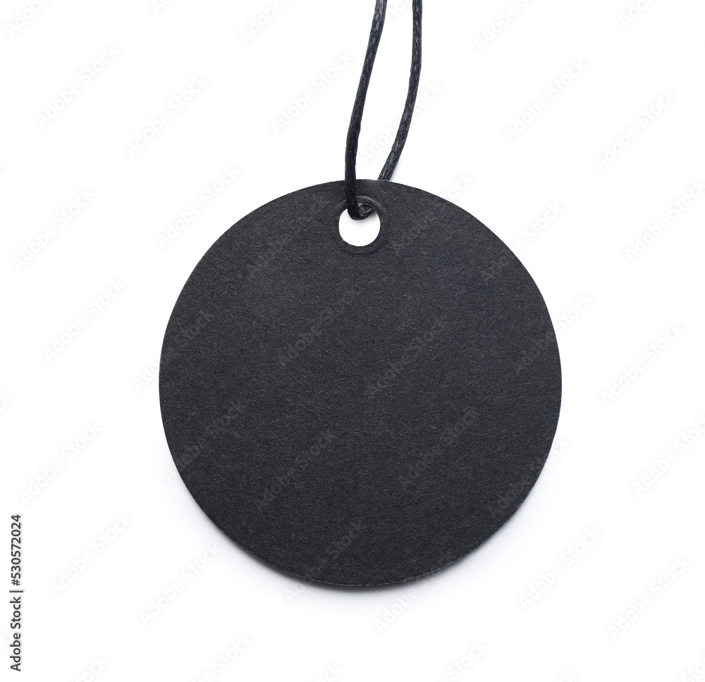 Circle shaped tag with space for text isolated on white, top view Stock ...