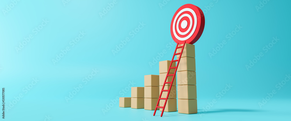 Think different creative idea concepts, red longest ladder and aiming ...