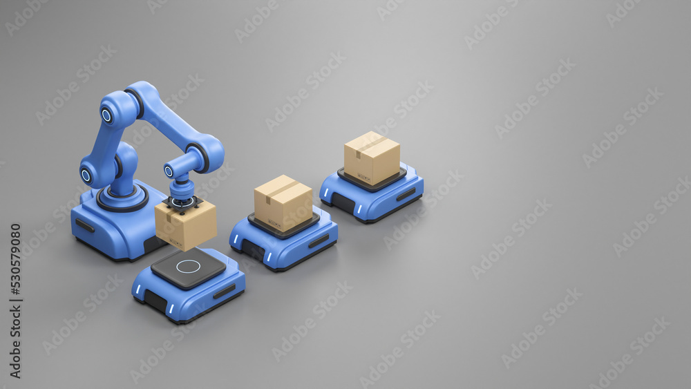 ภาพประกอบสต็อก Smart industry production factory warehouse logistic and transport Future ...