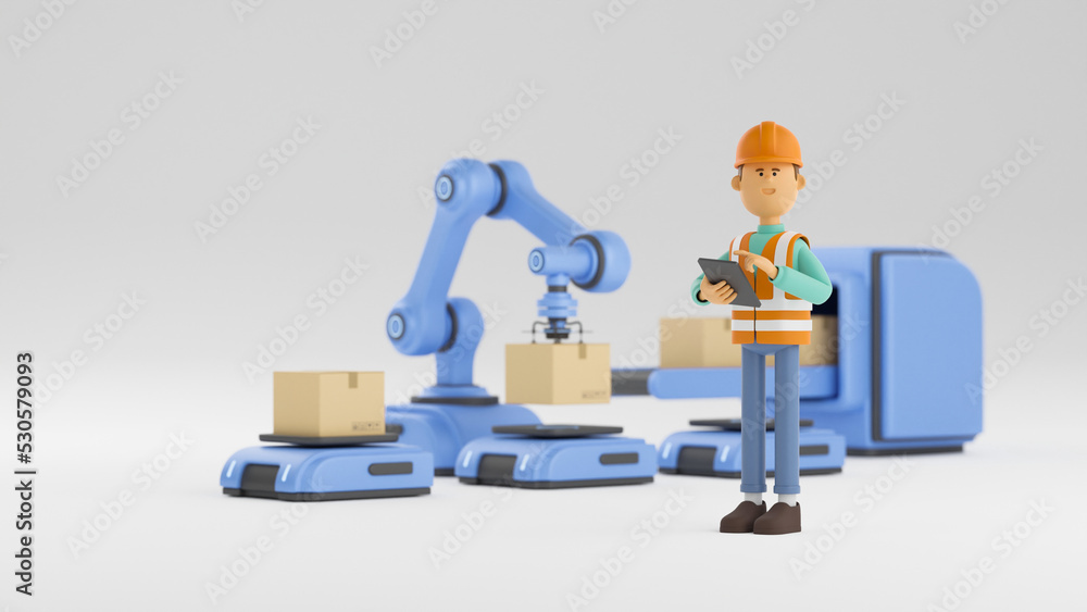 Smart industry production factory warehouse logistic and transport Future Technology. Engineer ...