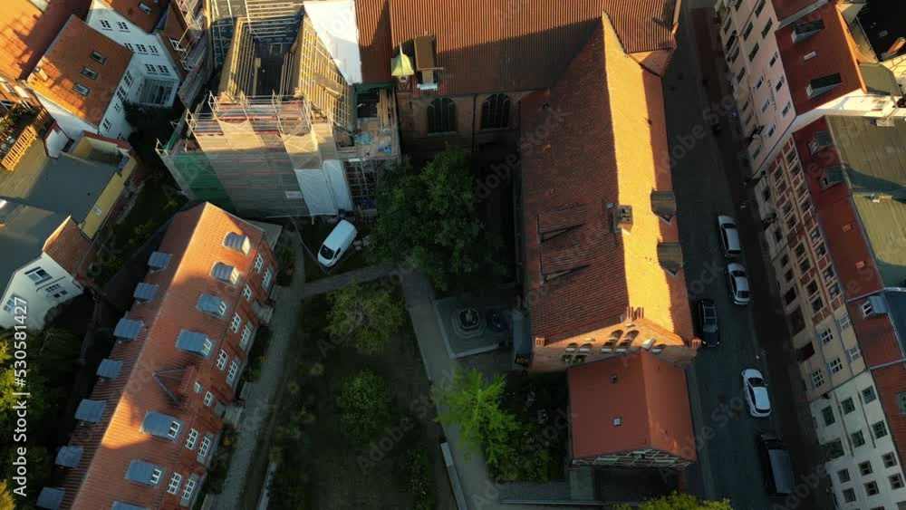 Heilig Geist church on the side is the entrance to Soko Wismar. Smooth ...