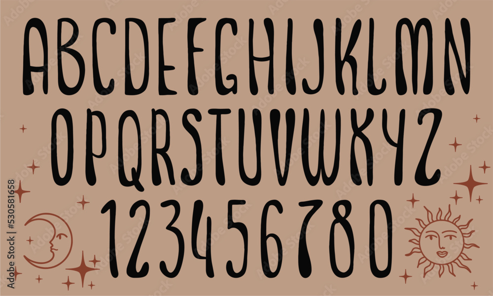 Boho font in retro style for Halloween. Ideal for posters, collages ...