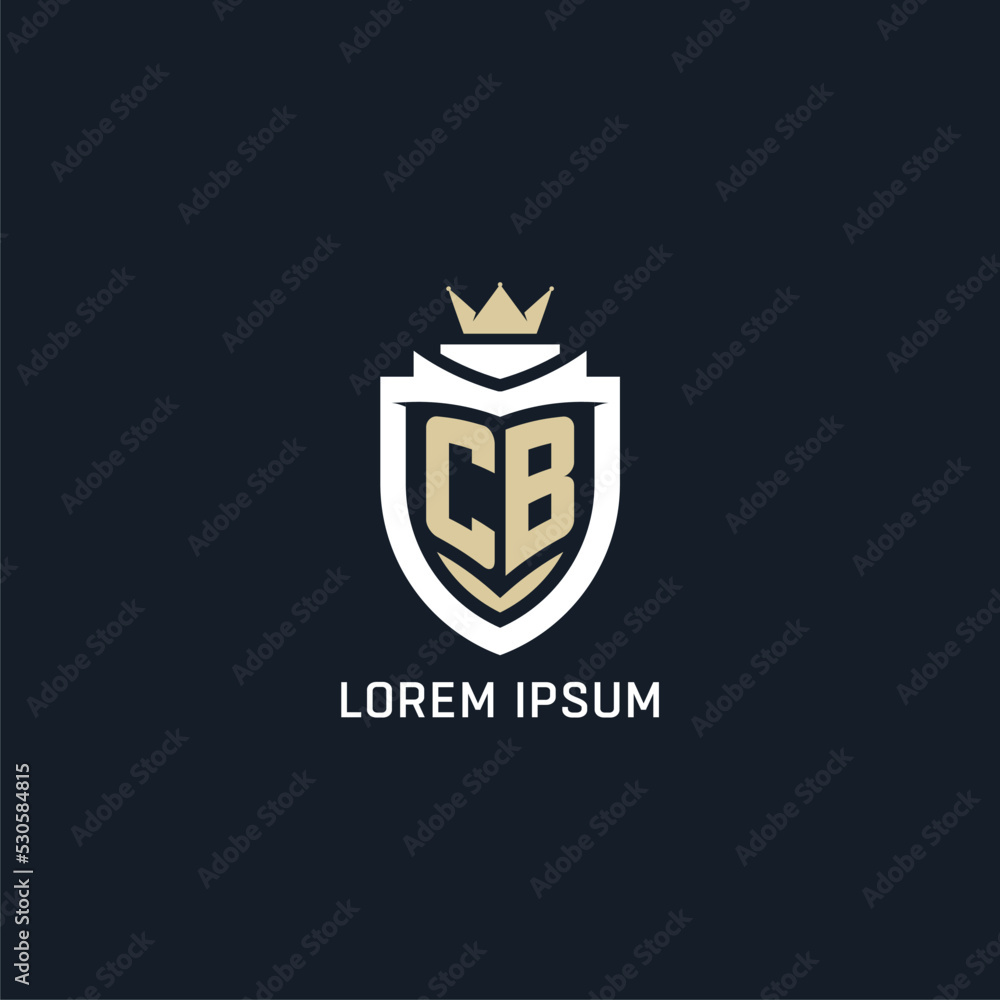 Initial letter CB shield and crown logo style, esport team logo design ...