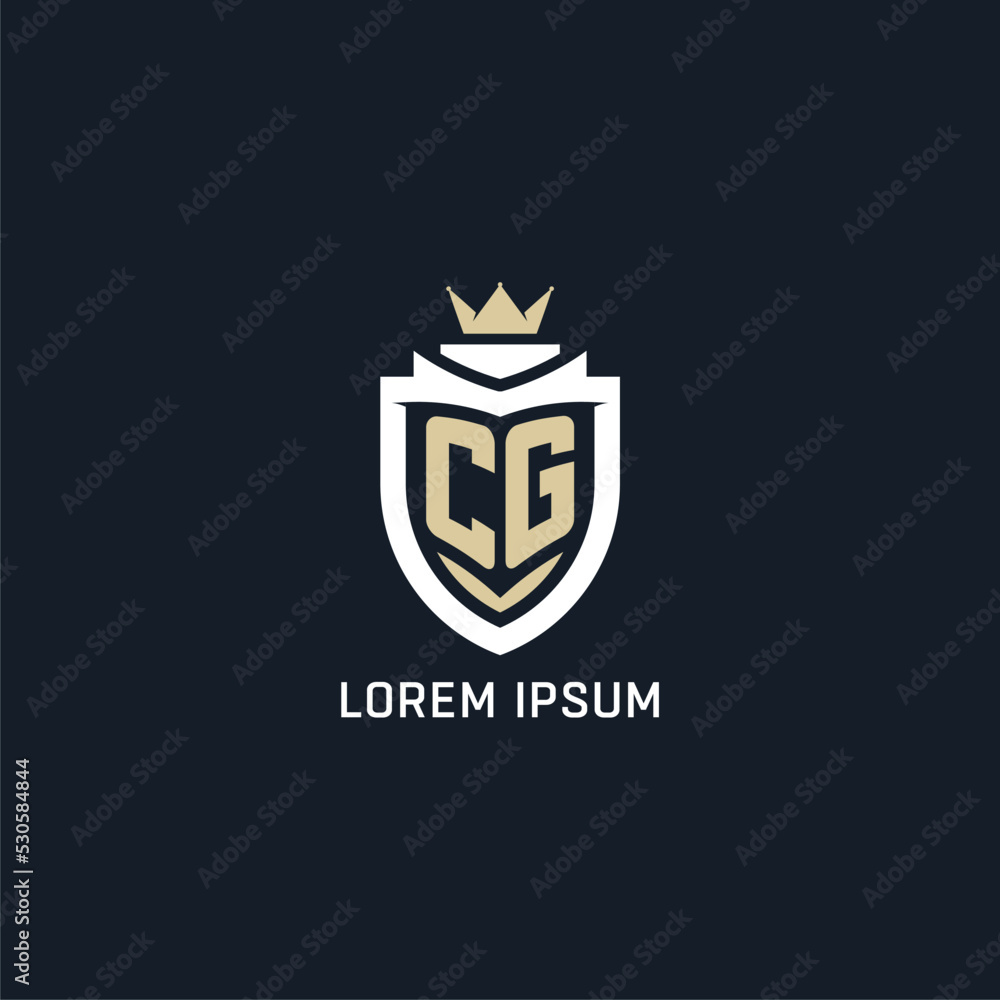 Initial letter CG shield and crown logo style, esport team logo design ...