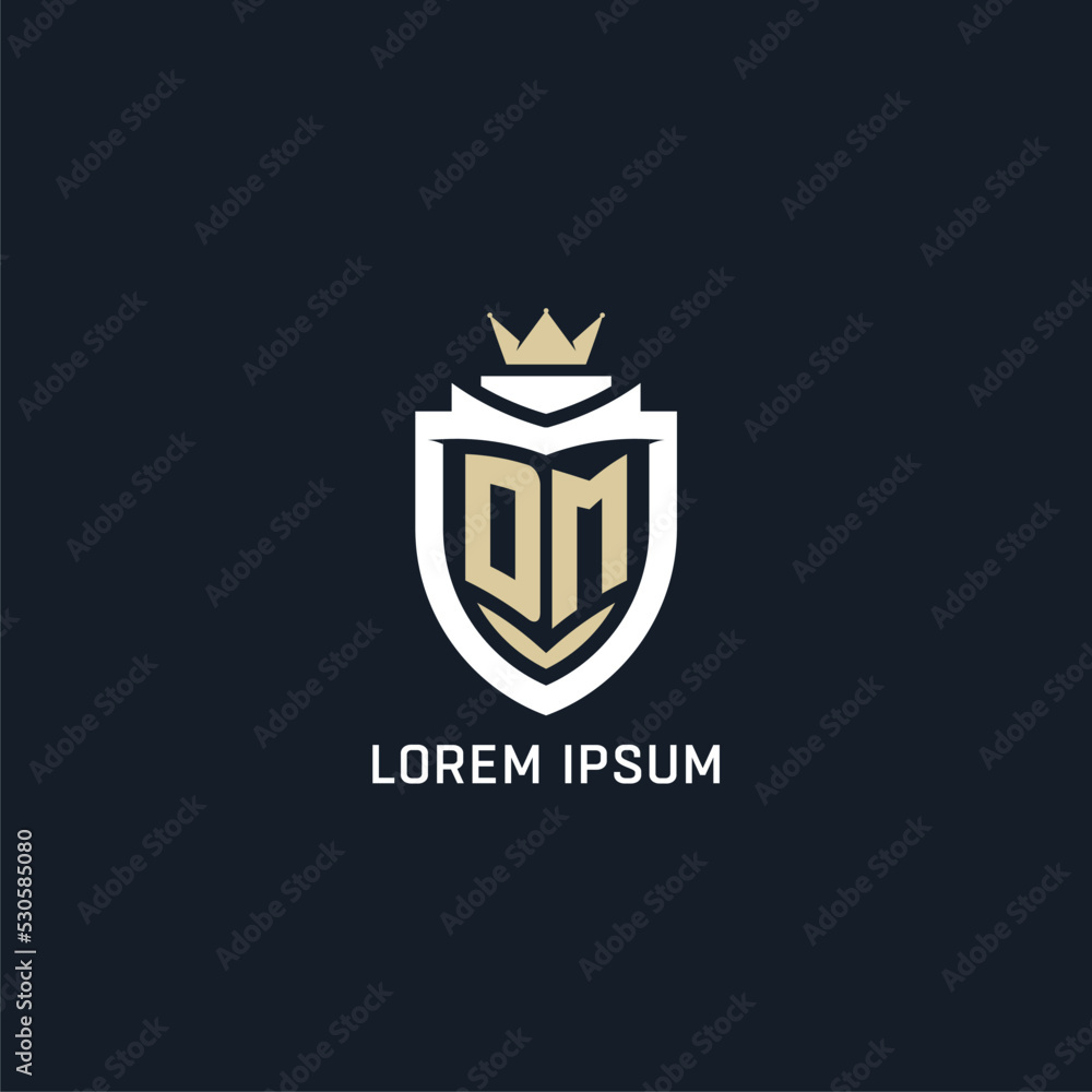 Initial letter DM shield and crown logo style, esport team logo design ...