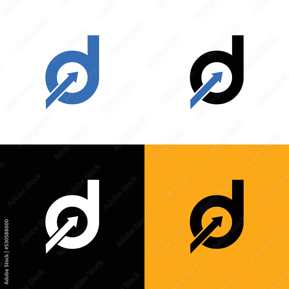 Initial Small Letter d Logo. Positive sign Growth arrow. Use for ...