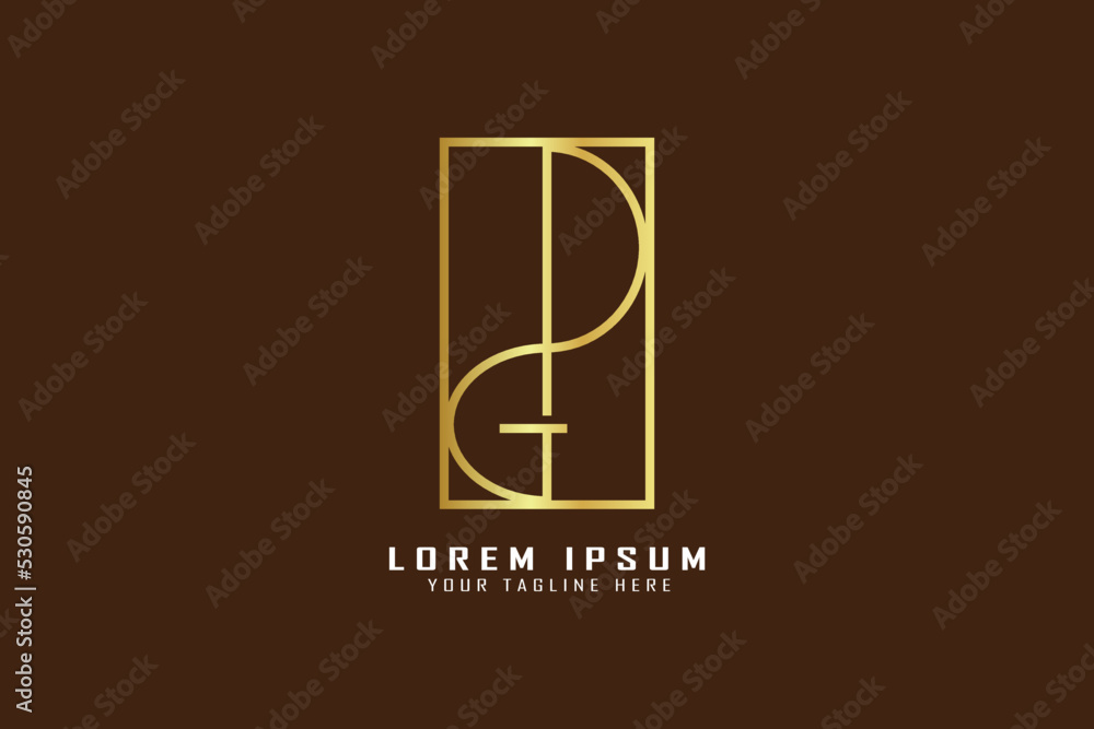 PG Minimal line Golden abstract illustration Logo, PG logo, PG typo ...