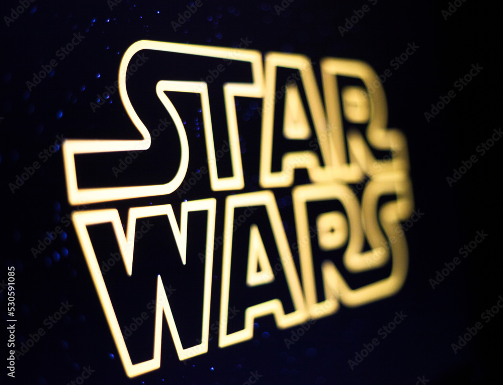 Star Wars logo on the screen. Stock Photo | Adobe Stock