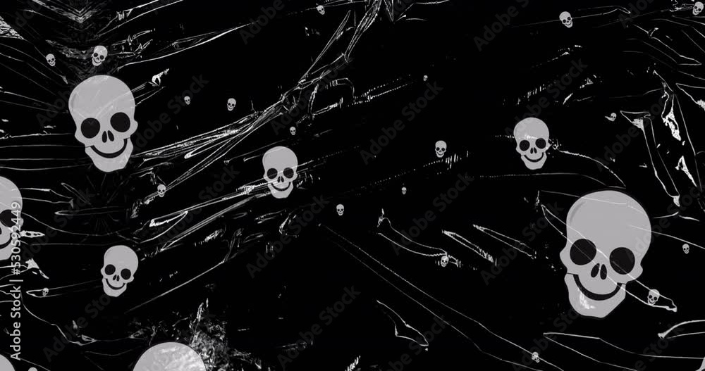 Animation of falling skull icons over moving shapes Stock Video | Adobe ...