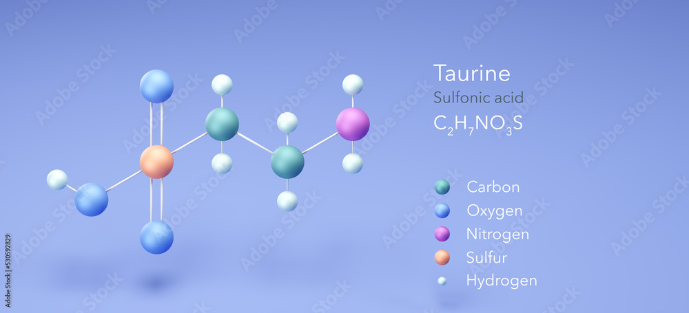 taurine, molecular structures, sulfonic acid, 3d model, Structural ...