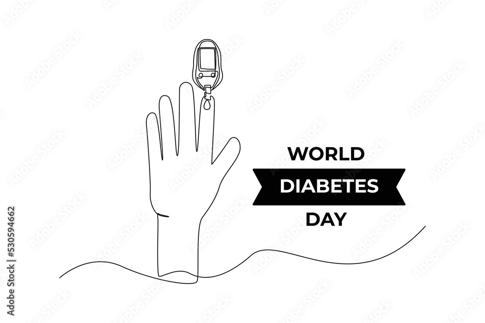 Continuous one line drawing hand using glucometer for checking blood ...