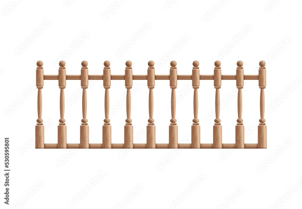 Ornate wooden railing isolated on transparent background Stock ...