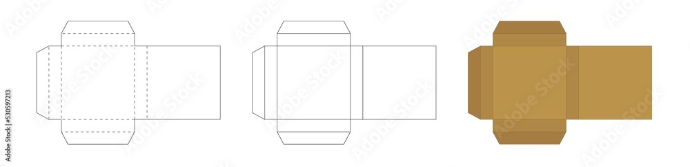 Simple slim square box template, trim scheme to make package, open ...