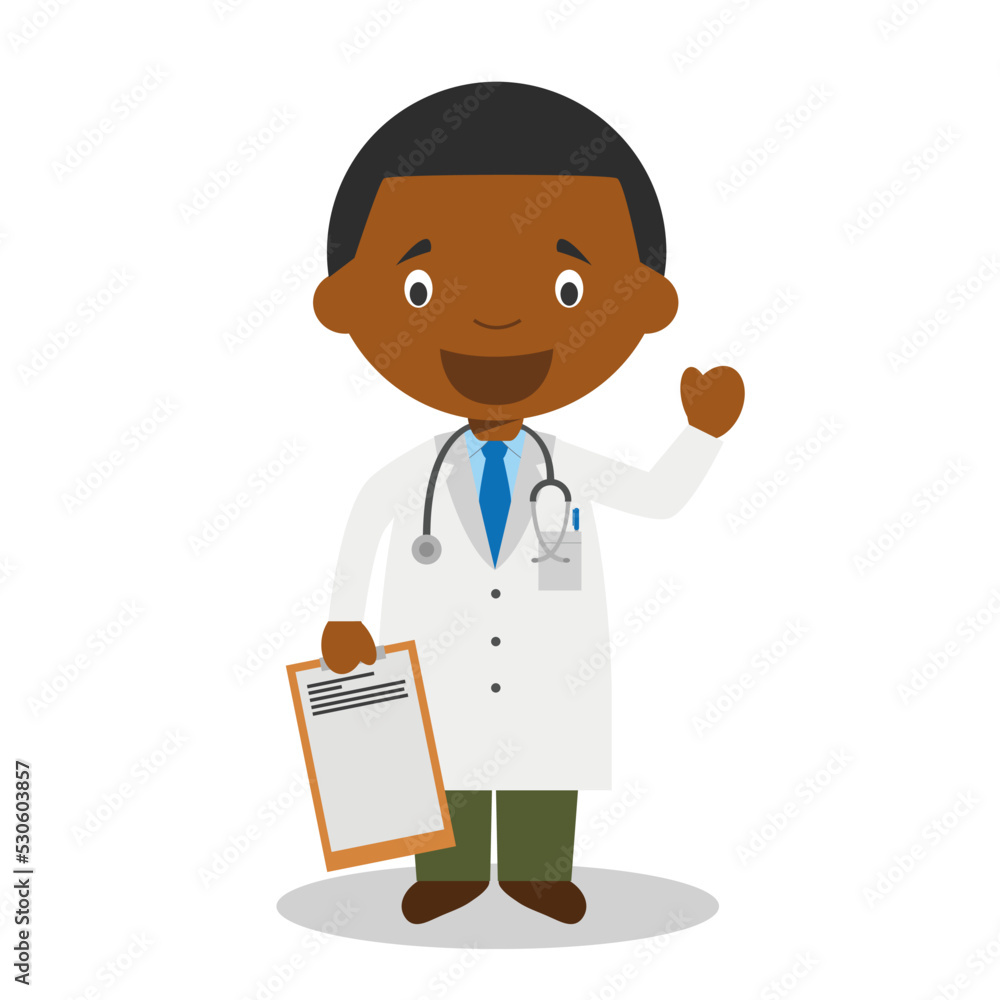 Cute cartoon vector illustration of a black or african american male ...