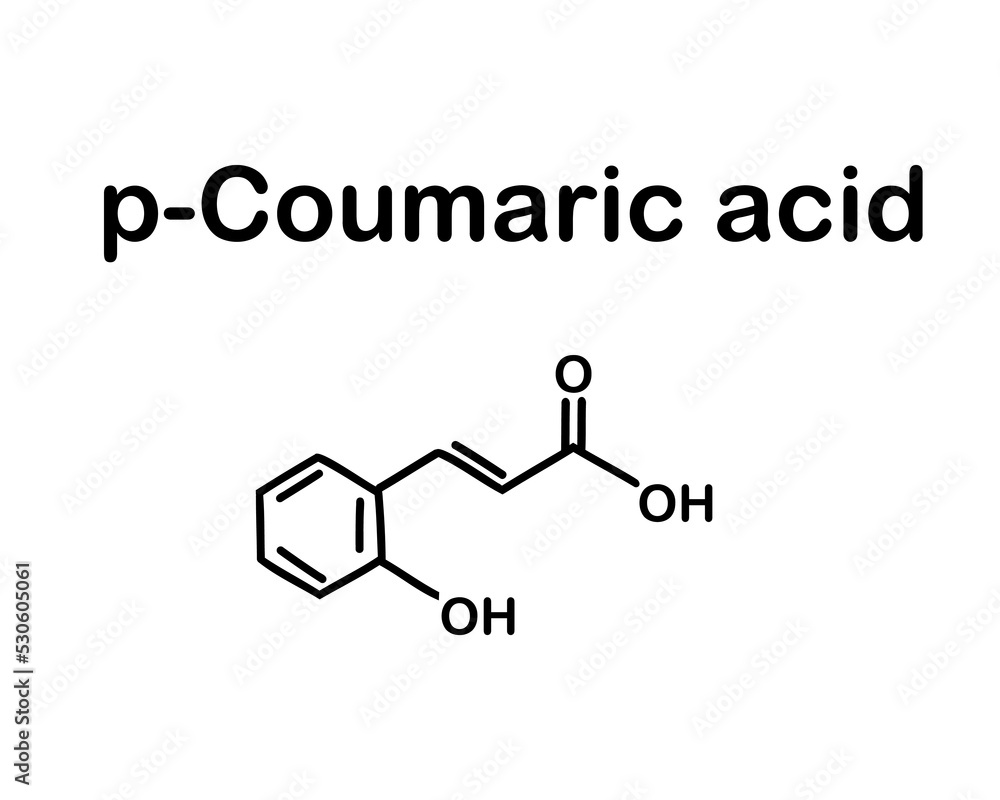 Chemical structure of p-coumaric acid. Vector illustration. p-Coumaric ...