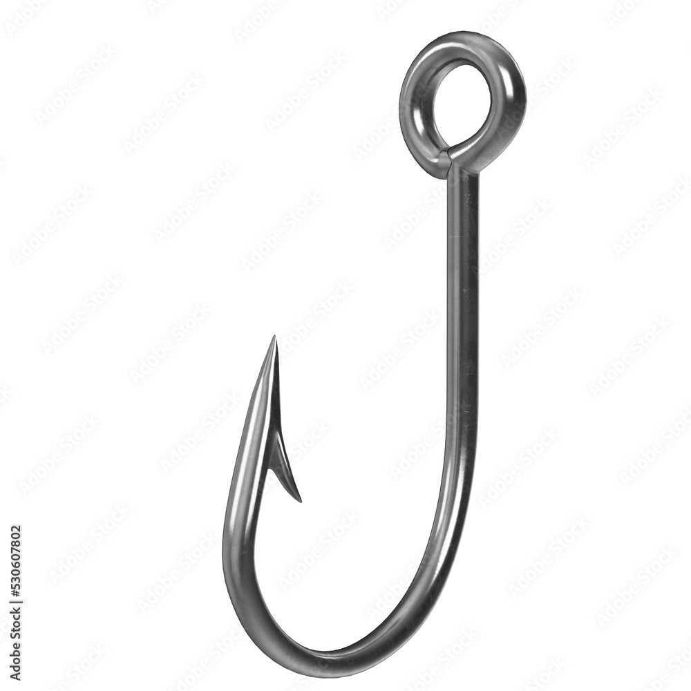 3D rendering illustration of a fishing hook Stock Illustration | Adobe ...