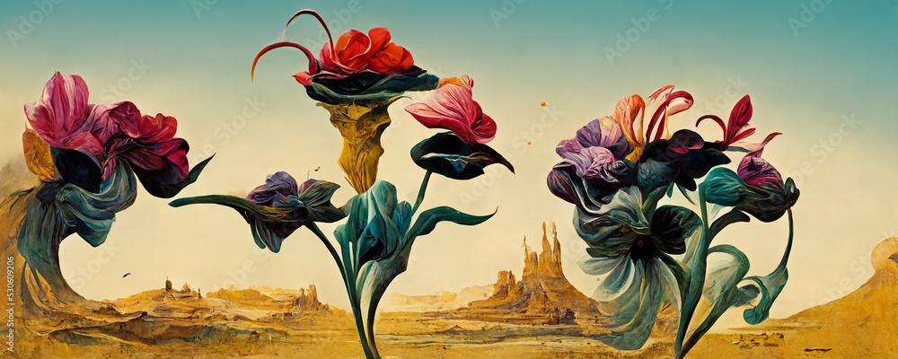 Abstract, dreamlike flowers inspired by Salvador Dali's art ...