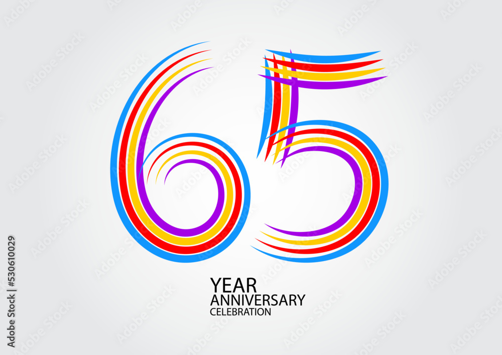 65 years anniversary celebration logotype colorful line vector, 65th ...
