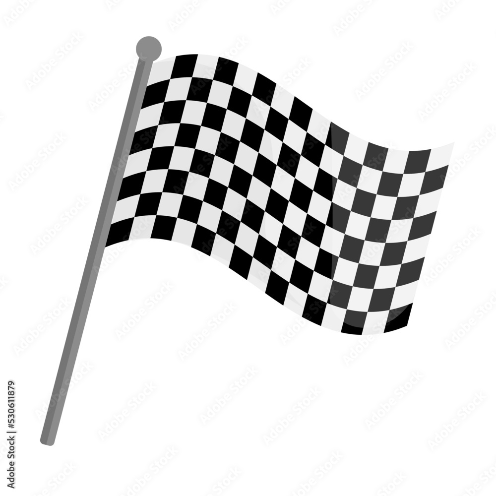 checkered flag flat vector illustration cartoon style logo icon clipart ...