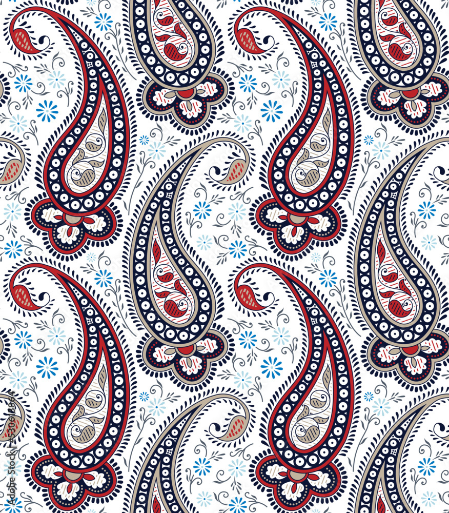seamless paisley pattern on white background Stock Vector | Adobe Stock