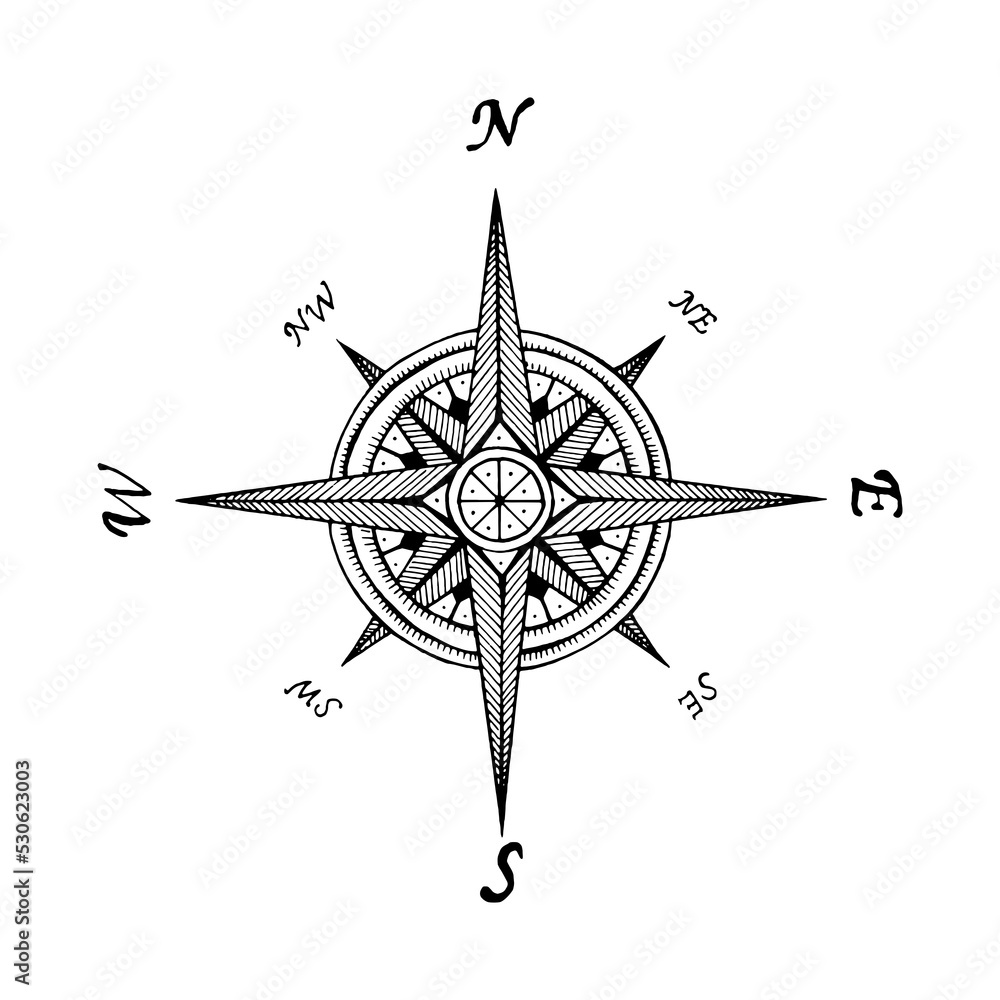 Medieval wind rose sketch engraving PNG illustration with transparent ...