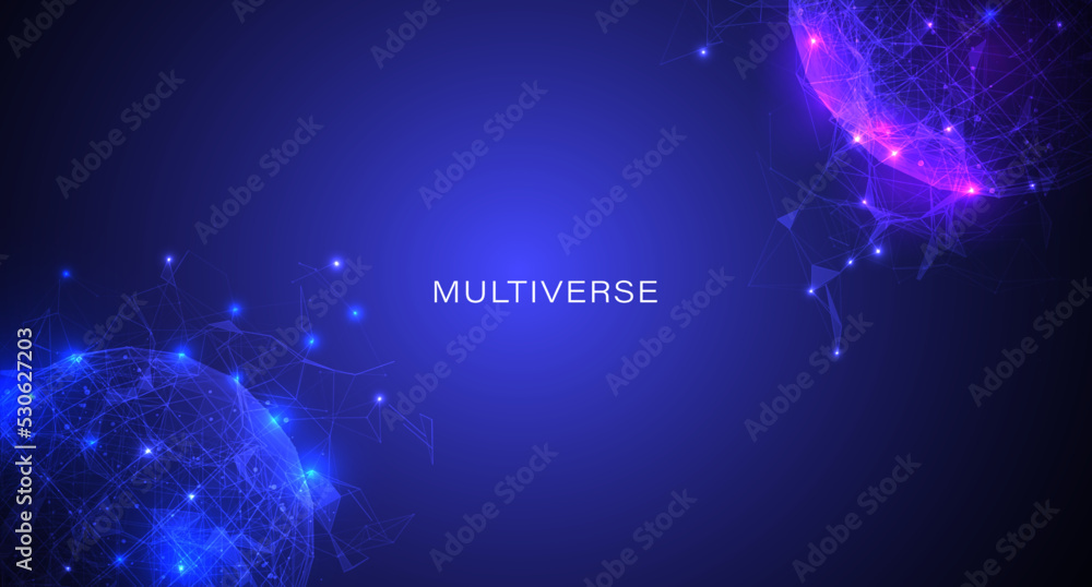 Digital futuristic multiverse planet low poly wireframe vector ...