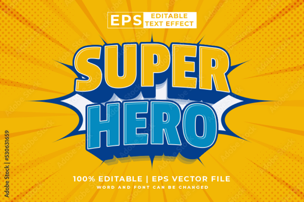 Editable text effect super hero 3d cartoon template style premium ...