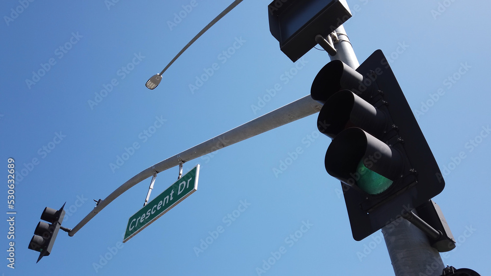 Los Angeles, California, USA, June 21, 2022: Modern traffic light at ...