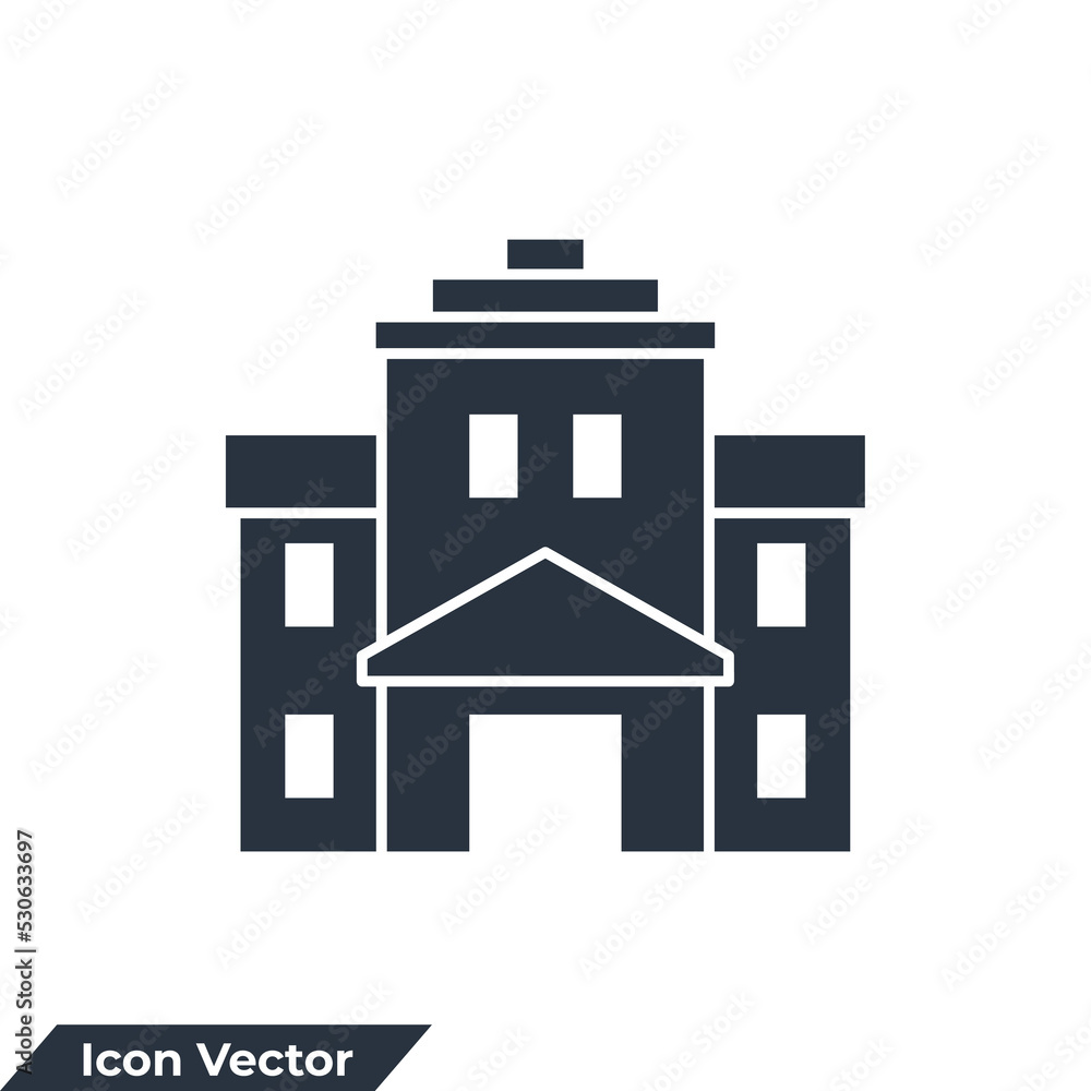 school building icon logo vector illustration. High school symbol ...