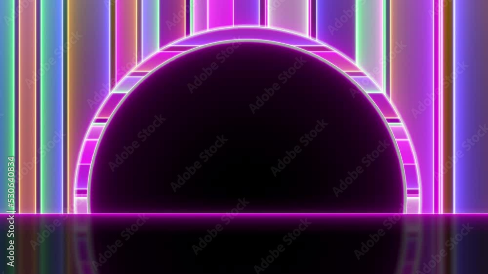 Creative Colorful Glowing Neon Round Frame Abstract on Striped Neon ...
