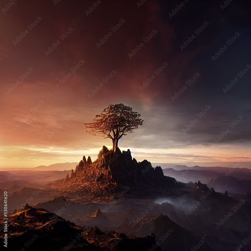 Yggdrasil the World Tree, Mythology, Root of Creation Stock ...