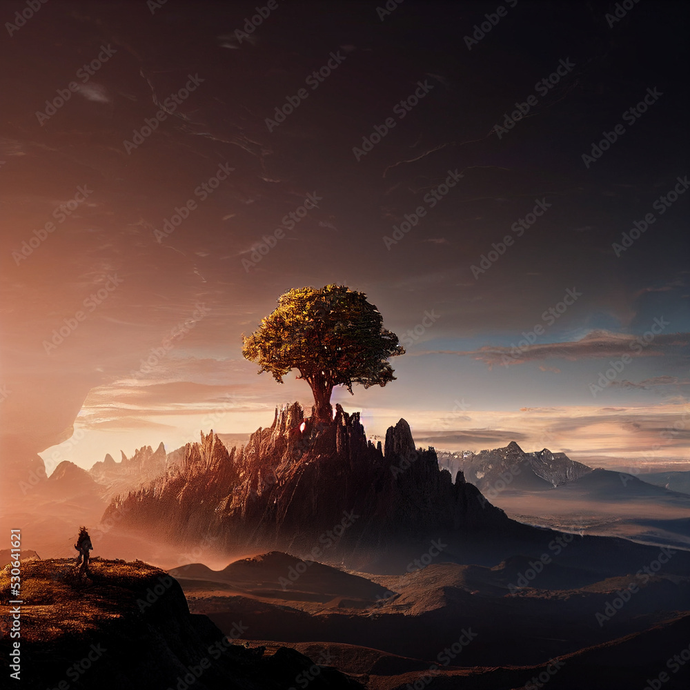 Yggdrasil the World Tree, Mythology, Root of Creation Stock ...